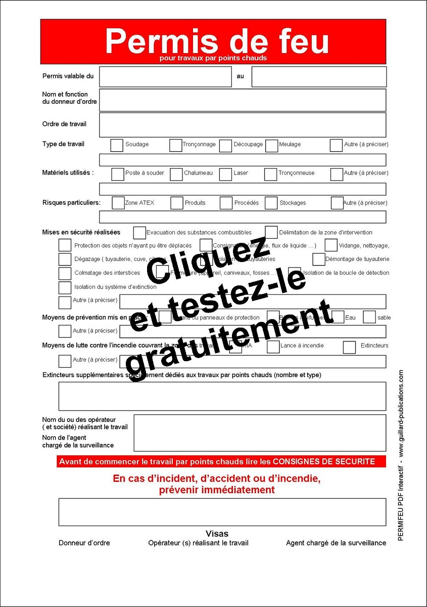PERMIS DE FEU POUR TRAVAUX PAR POINTS CHAUDS en PDF interactif ...